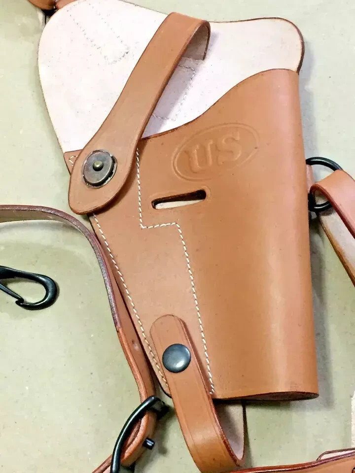 WW2 US M7 COLT 1911 .45 PREMIUM MID BROWN LEATHER TANKER HOLSTER "RIGHT ...