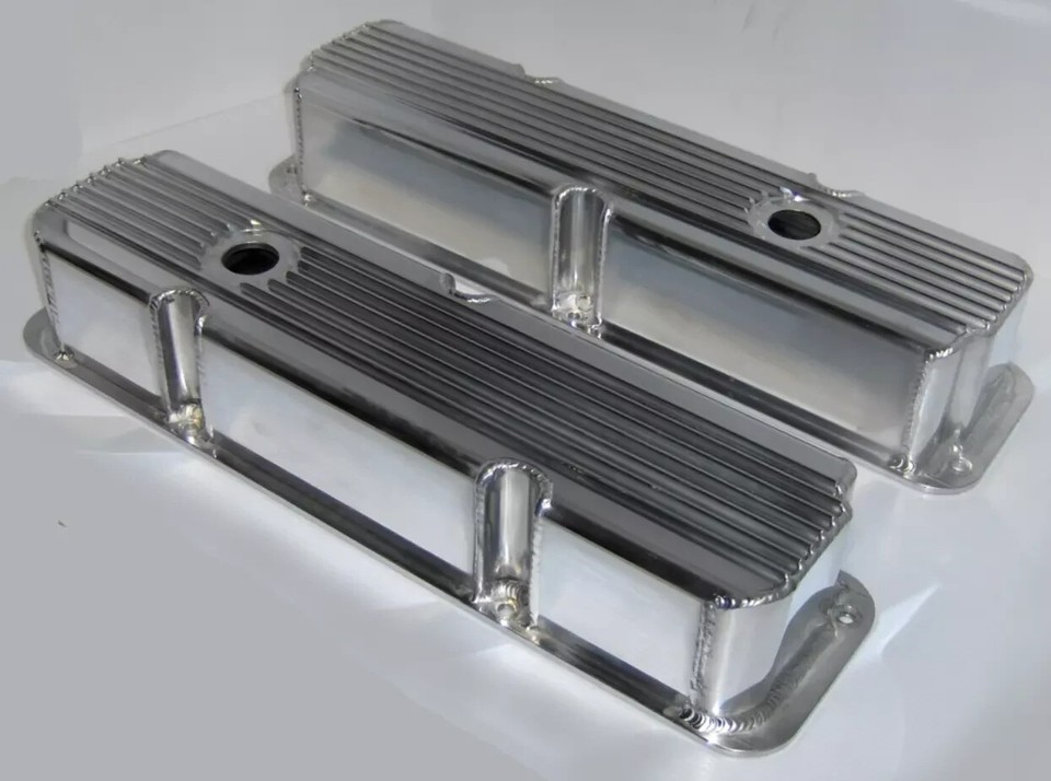 Ford FE Finned Fabricated Aluminum Tall Valve Covers BBF 332 352 390 ...