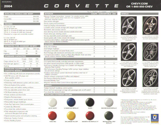 2004 Corvette Commemorative Edition Dealership Ad Flyer #1 - Rarer than ...
