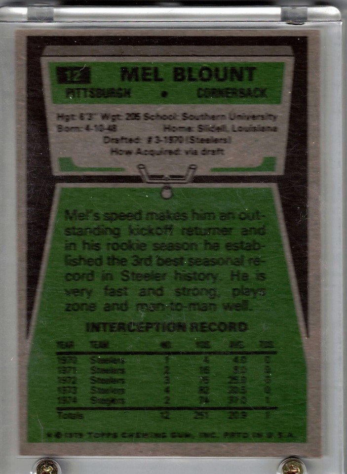 1975 Topps #12 Mel Blount Rookie Card. | eBay