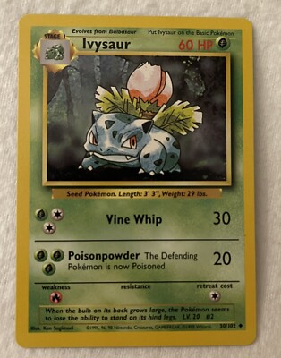 Pokémon TCG Ivysaur Base Set 30/102 Regular Shadowless Uncommon M | eBay