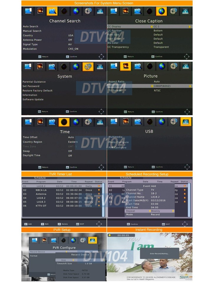 Premium ATSC Digital TV Tuner Box For Aerial Antenna Receiver USB Drive ...