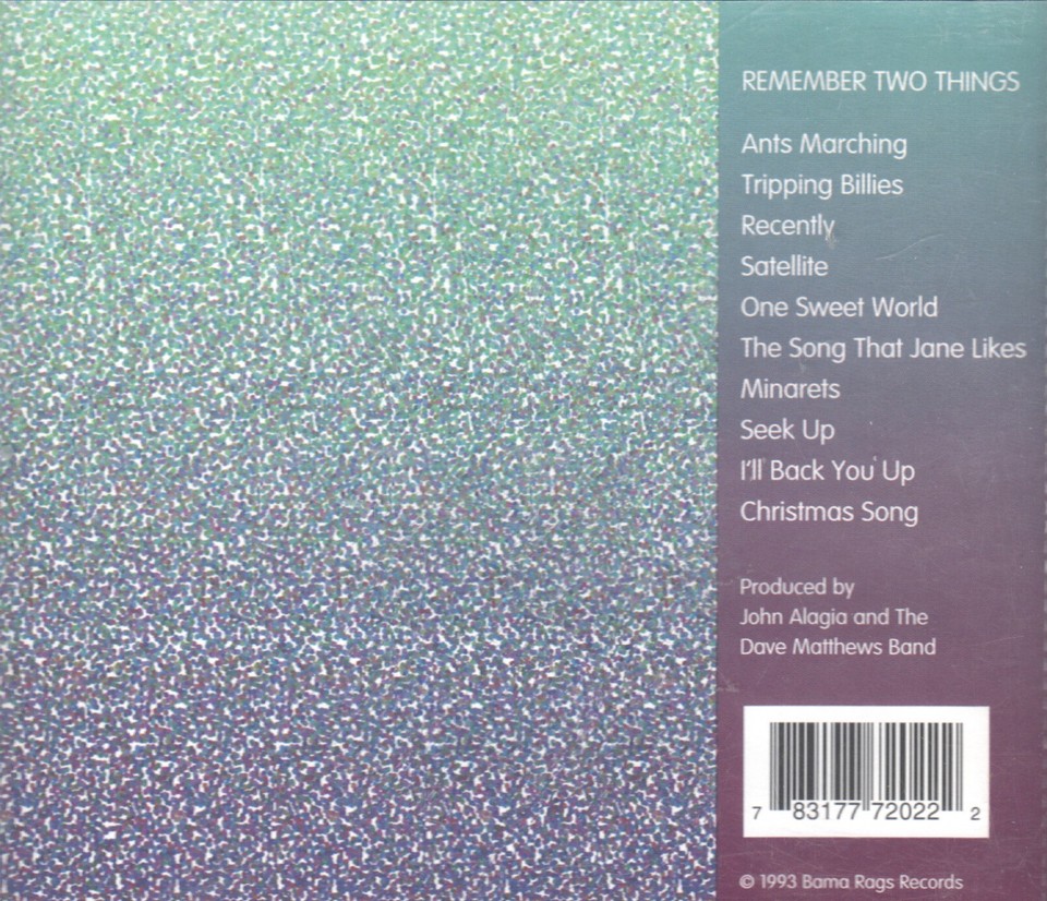 Remember Two Things by The Dave Matthews Band (CD, 1993 Bama Rags ...