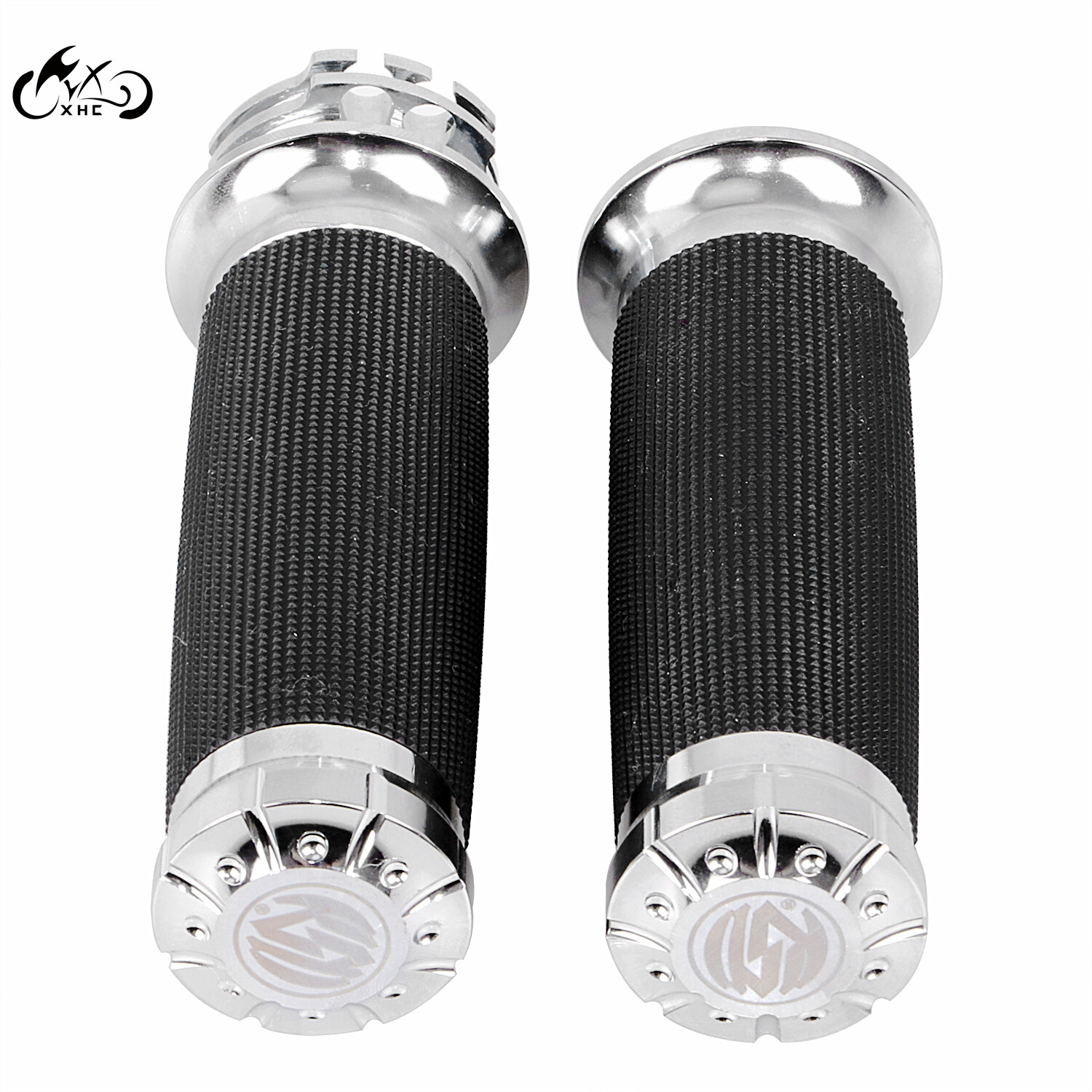 Chrome RSD 1" Handlebar Hand Grips For Harley Dyna Street Bob Softail ...
