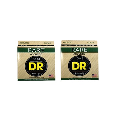 DR Guitar Strings 2 Sets Acoustic RARE Phosphor Bronze Hex Cores RPL-10 ...
