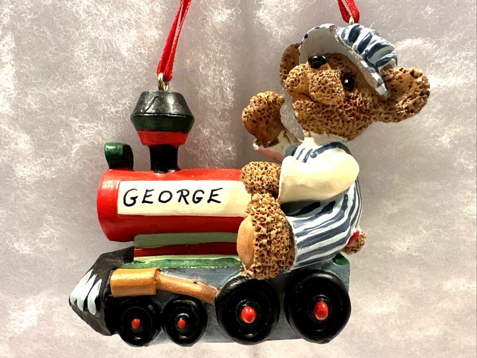 Vintage Kurt Adler Teddy Bear Engineer Driving Train Ornament "GEORGE ...