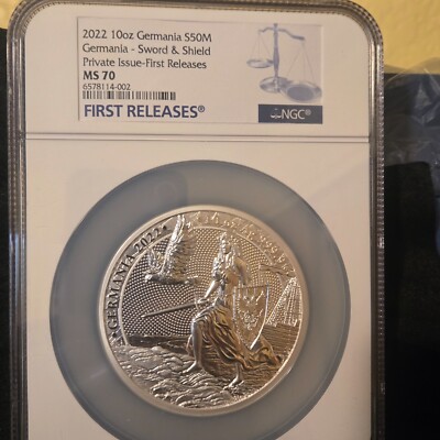 2022 10oz GERMANIA - SWORD & SHIELD PRIVATE ISSUE FR MS 70 SILVER COIN ...