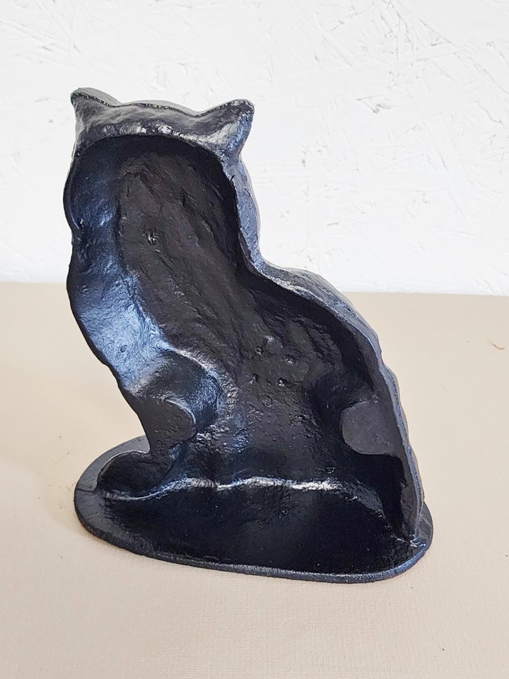Vintage Black Cat Doorstop, Antique Cast Iron Sitting Cat, Black Iron ...