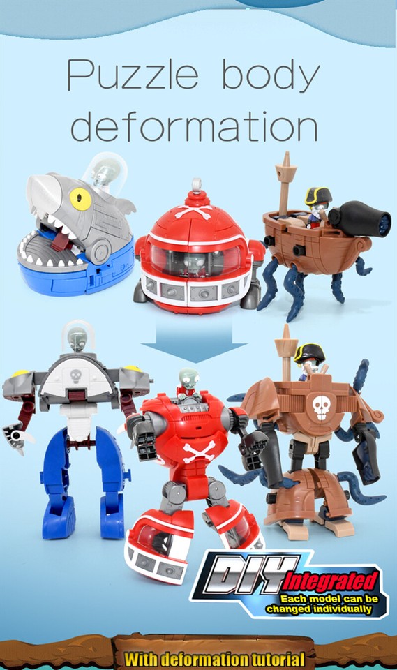 Plants Vs Zombies 3 in 1 Transformer Zombot Shark Sub Mecha-football ...