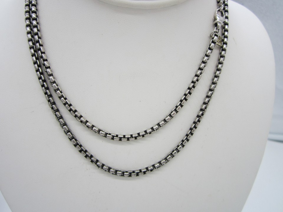 Estate DAVID YURMAN Sterling Silver 14K Gold 32 Inch Long 46.8 Gr Chain ...