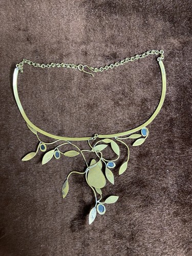 Unique Leaf Necklace Green Stones Welded Leaves | eBay