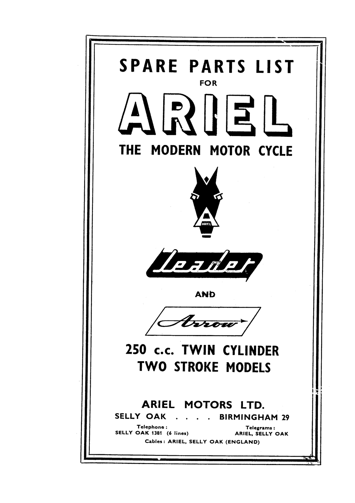 (0171) 1961 Ariel Leader & Arrow Models 250cc parts book | eBay UK