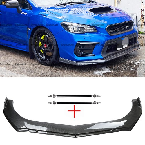 For Subaru Legacy Front Bumper Lip Spoiler Splitter + Strut Rods Carbon ...