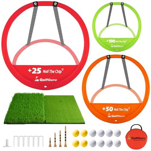 Golfguru Golf Chipping Net with Dual-Turf Golf Mat, Golf Practice Net w ...