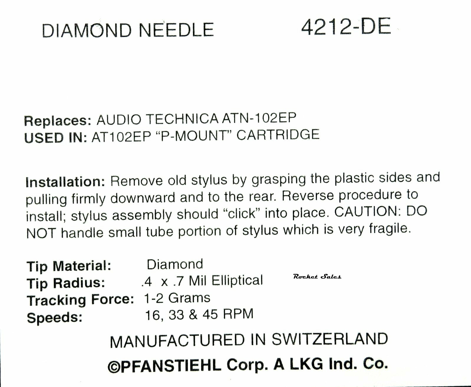 Elliptical Needle Audio Technica ATN3600 ATN3601 ATN3650 ATN3651 ATN91 ...