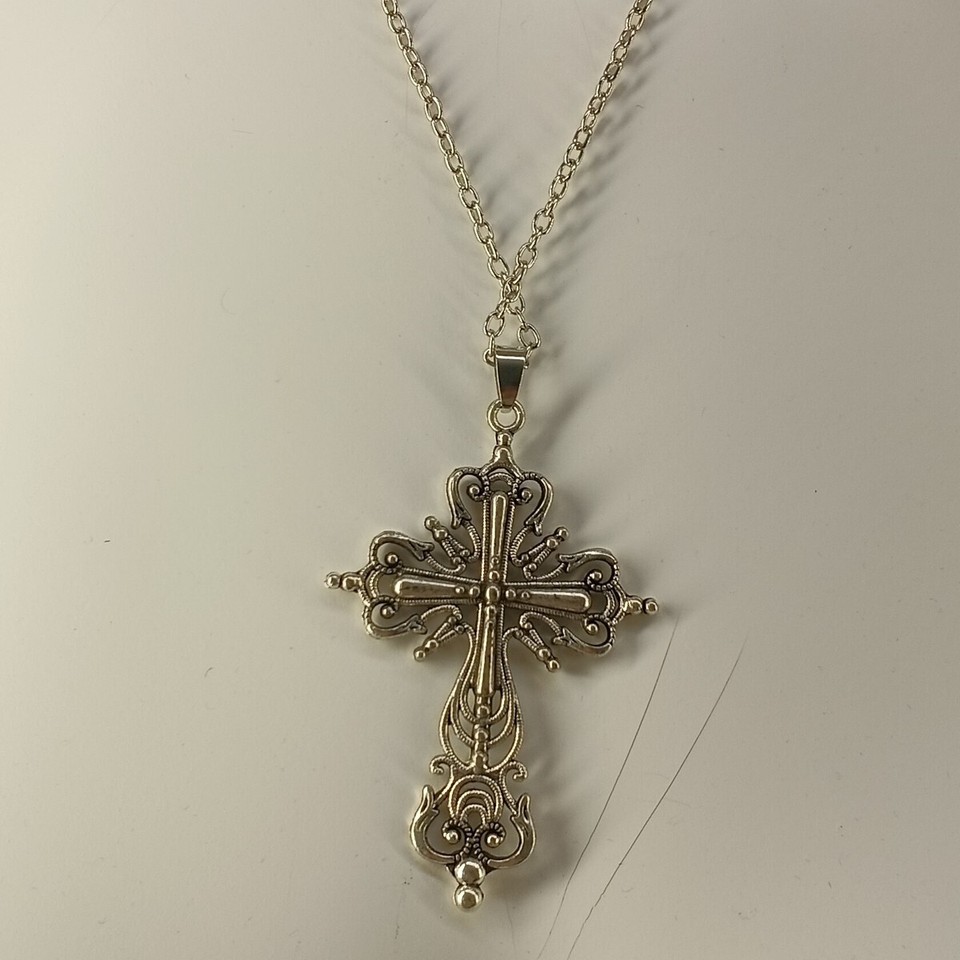 Women Crucifix Cross Pendant Necklace Chain One Size Brass Plated ...