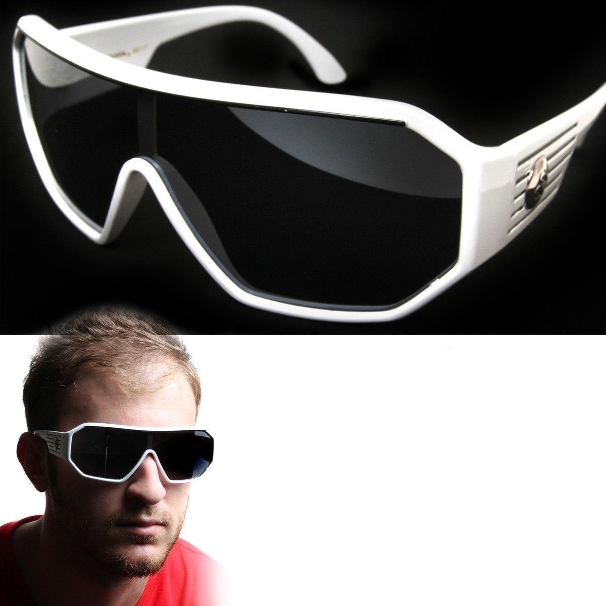 Retro Goggle Style Biohazard Large Shield Mens Celebrity Fashion ...