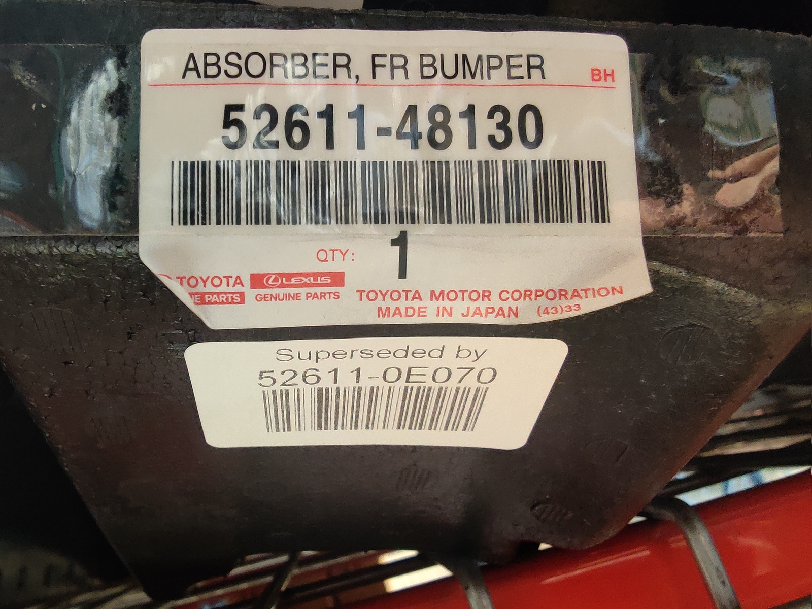 Genuine OEM Lexus 52611-0E070 Front Bumper Energy Absorber 12-15 RX350 ...