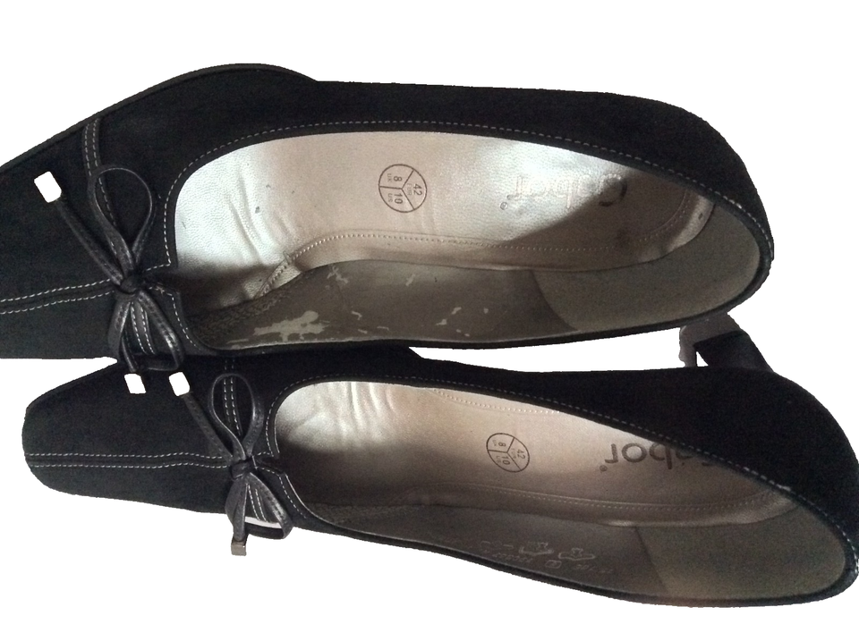Gabor Shoes Women Size 8UK Suede Leather Black Heel Comfortable Smart ...