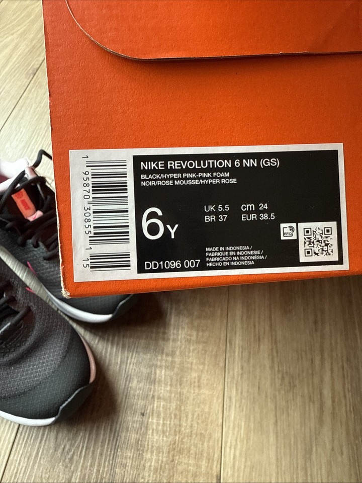 Nike Black/Pink Revolution 6 NN (GS) Trainers Kids Size 6Y (DD1096-007 ...