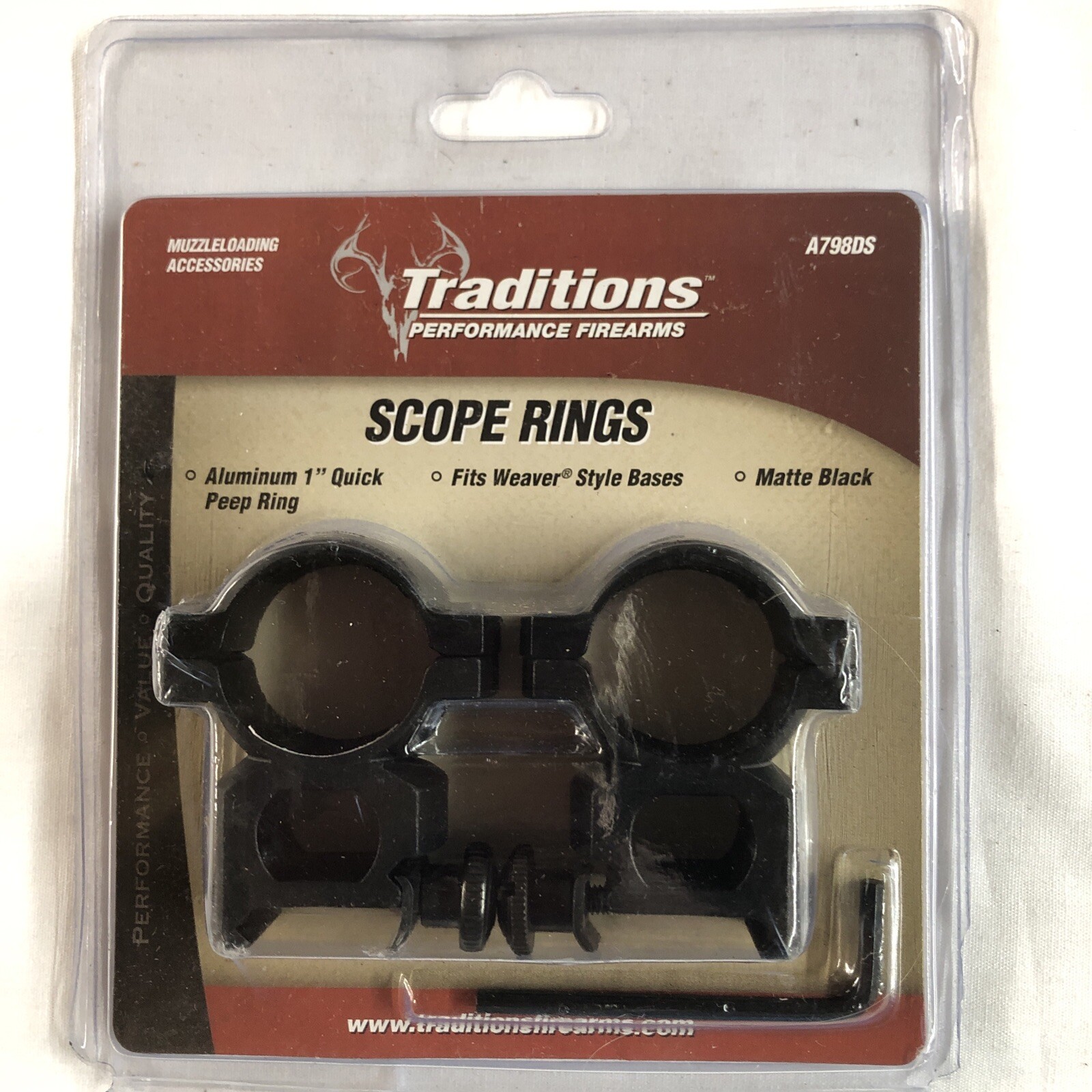 Traditions Set of 2 Scope Rings Quick Peep 1" Matte Black # A798DS New ...