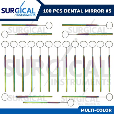 100 Dental Mirror #5 Multi-Color Surgical Oral Care Instruments German ...