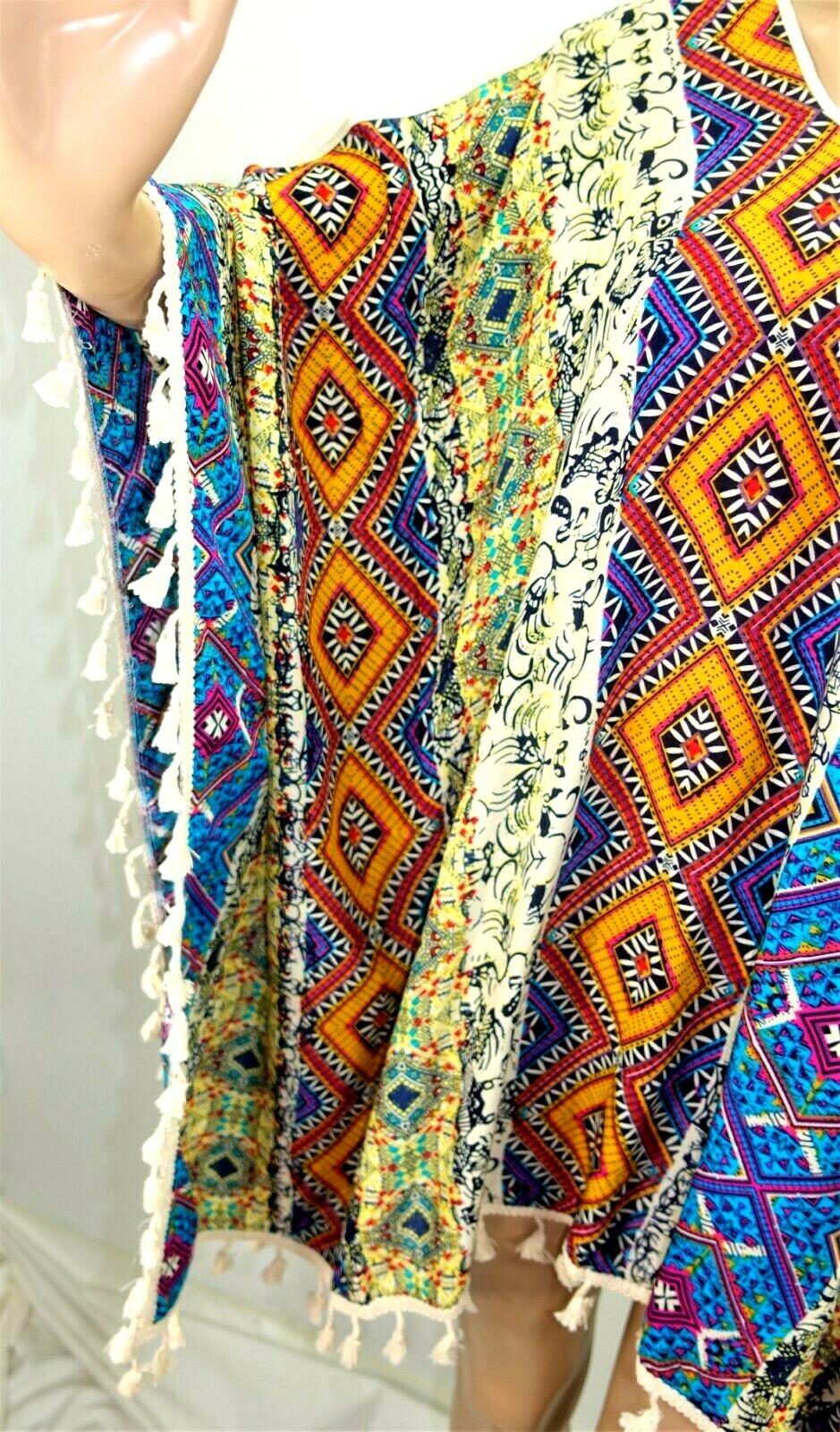 Women's Free One Size Boho Tunic Top Blouse Shirt Cover Up Poncho ...