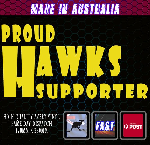 HAWKS Decal Sticker Supporter Fan. NRL NFL NBA AFL EPL Sports CAR ...