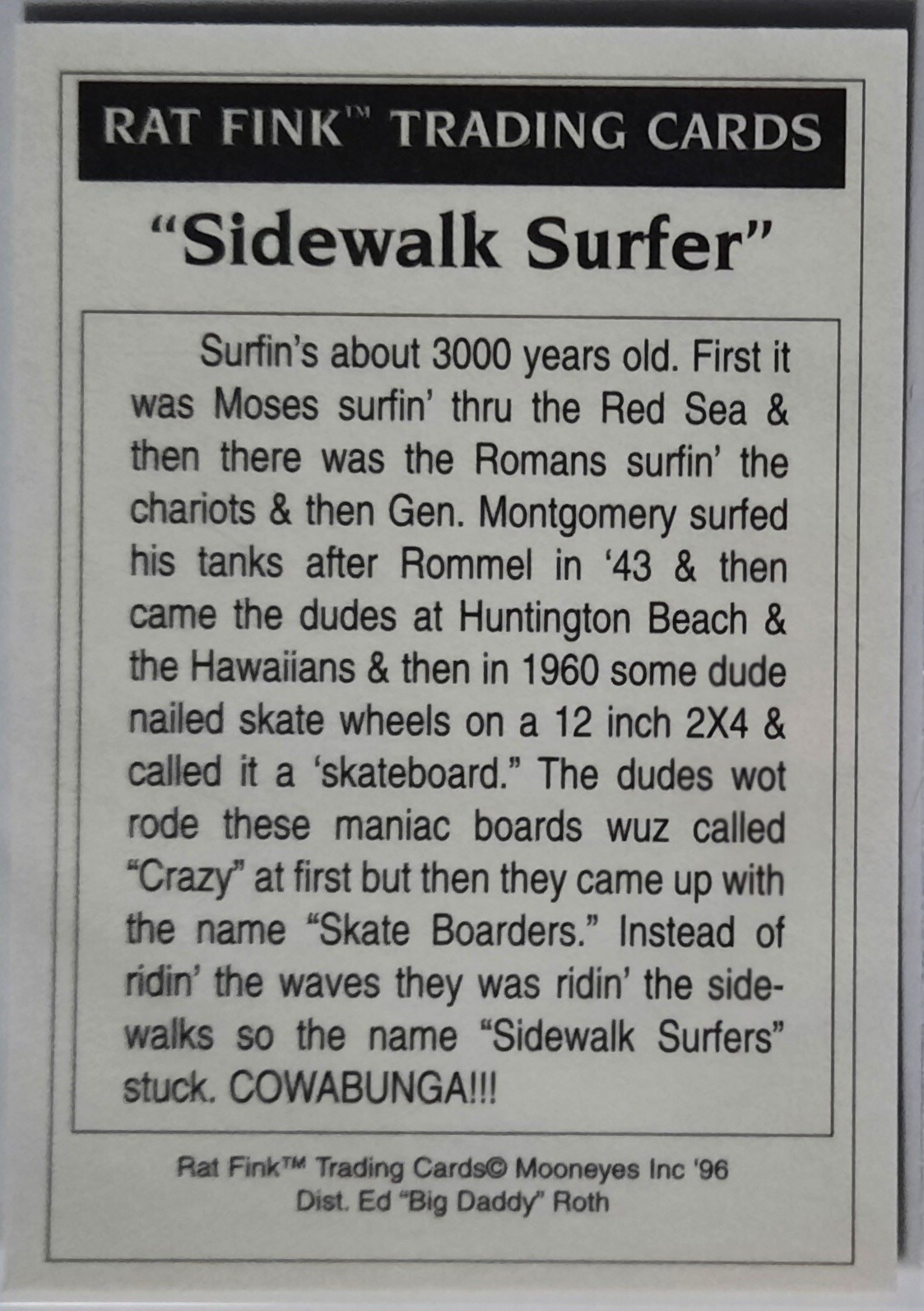 1996 Rat Fink card "Sidewalk Surfer" by Ed "Big Daddy" Roth | eBay
