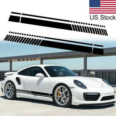 Black Sport Racing Stripe Graphic Vinyl Sticker Car Door Body Side ...