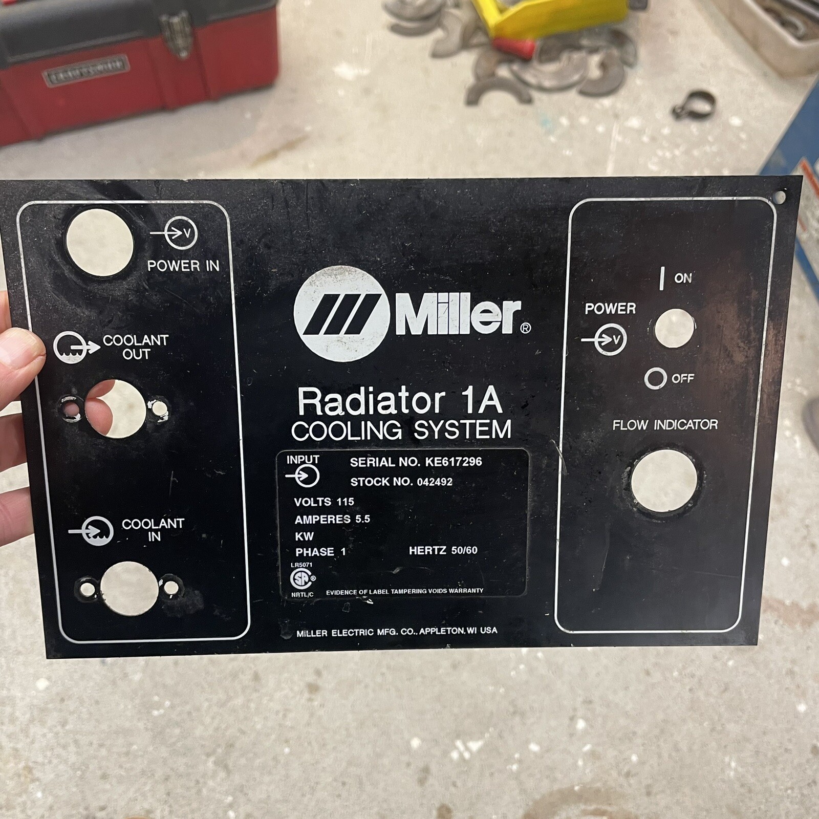 Miller Radiator 1A TIG MIG Welder NAME PLATE | eBay