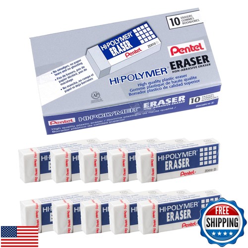 Pentel Hi-Polymer Block Eraser, Large, White, Pack of 10 Erasers | eBay