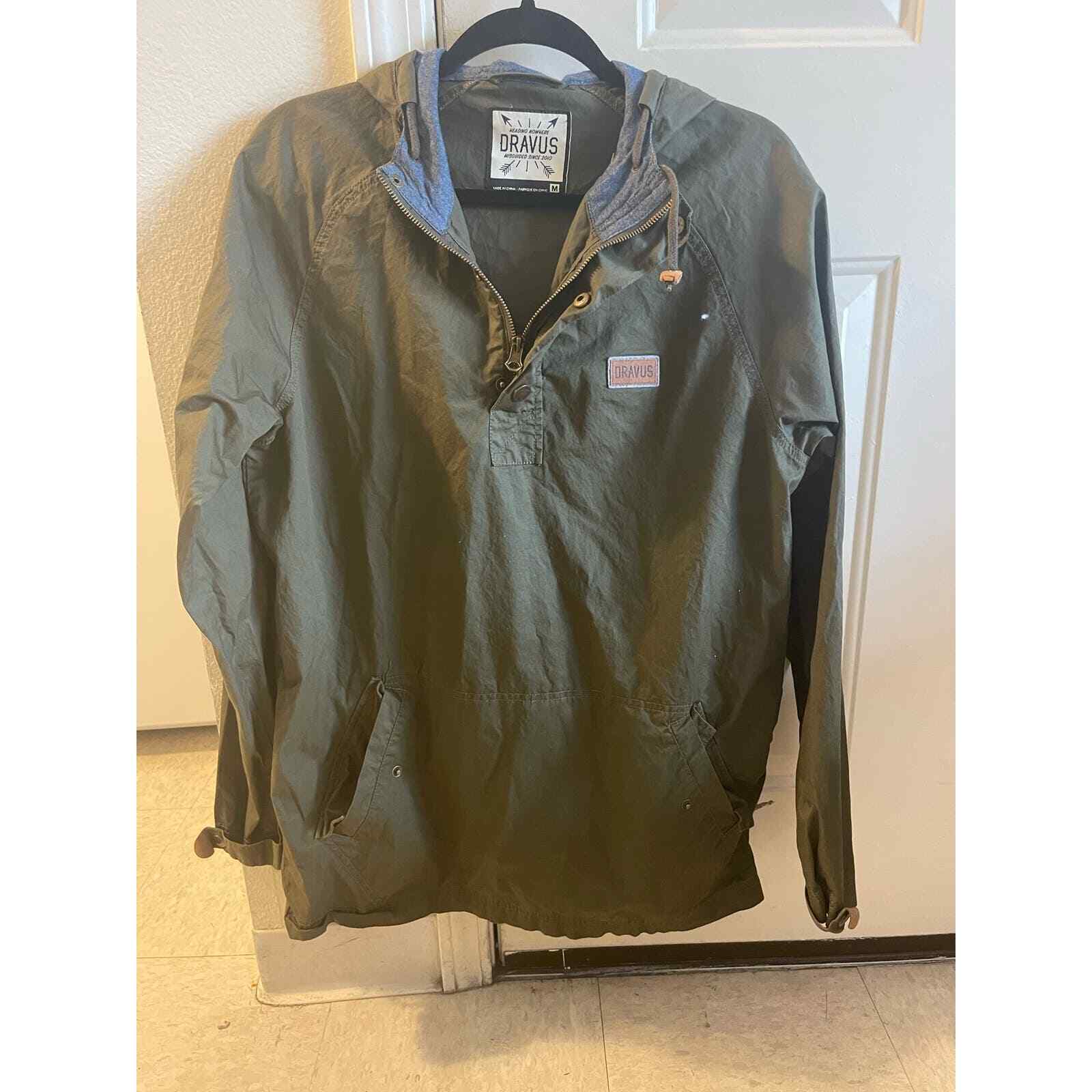 Dravus Mens Medium Hooded Sweatshirt Hoody OD GREEN ¼ ZIP COTTON ...