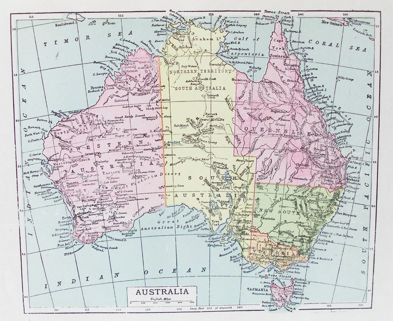 OLD ANTIQUE MAP AUSTRALIA TASMANIA c1900 PRINTED COLOUR | eBay