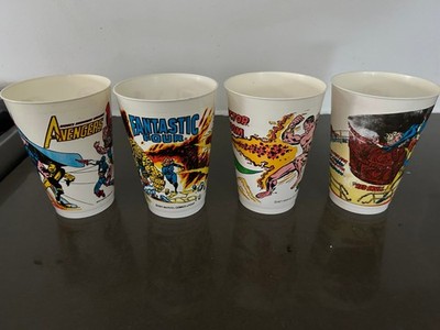 1977 Vintage 7-11 slurpee 4 cups Avengers Fantastic Four Doctor Doom ...