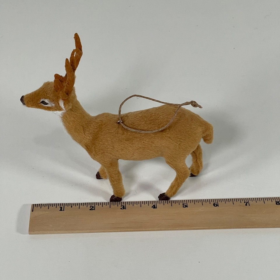 Standing Buck With Antlers Woodland Christmas Tree Ornament Faux Fur | eBay