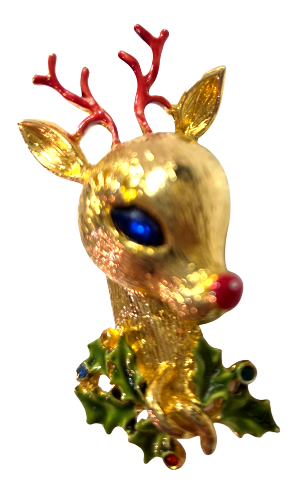 Rudolph the Red Nosed Reindeer Christmas Brooch Pin Holiday Jewelry | eBay