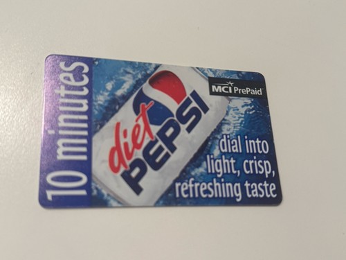 RARE 1999 * DIET PEPSI * SODA DRINK 10 MINUTE PHONE CARD CEL CARD MCI ...