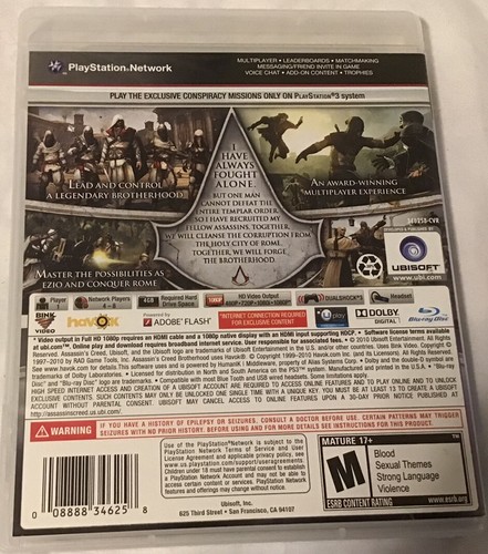 Ubisoft Assassin's Creed Brotherhood Playstation 3 PS3 | eBay