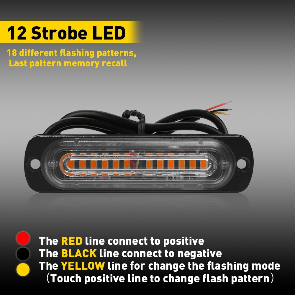 3 Led Strobe Flashing Recovery Lightbar 12v Amber Truck
