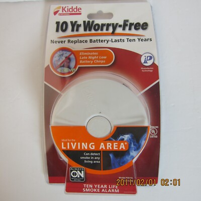 Kidde 10 Year Worry-Free Smoke Alarm Model P3010L Photoelectric Lithium ...