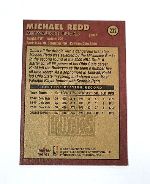 2000-01 Fleer Tradition Michael Redd Rookie #232 | eBay