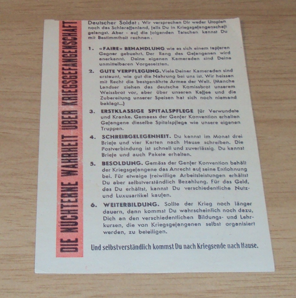 ORIGINAL VTG 1940's WWII "US ARMY PROPAGANDA Flyer" for German Soldiers ...