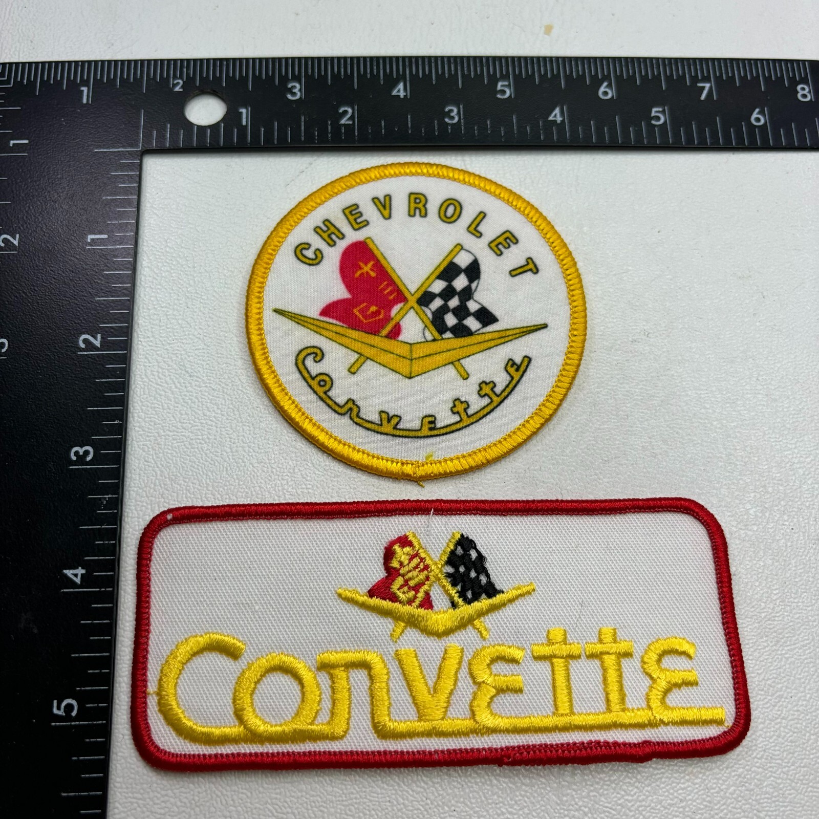 Vintage c1980s 2 Patches CHEVROLET CORVETTE Sports Car Automobile Patch ...