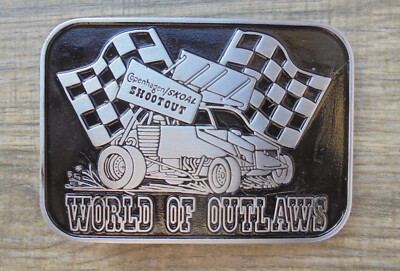 COPENHAGEN SKOAL SHOOT-OUT "WORLD OF OUTLAWS"BELT BUCKLE PEWTER/BLACK ...