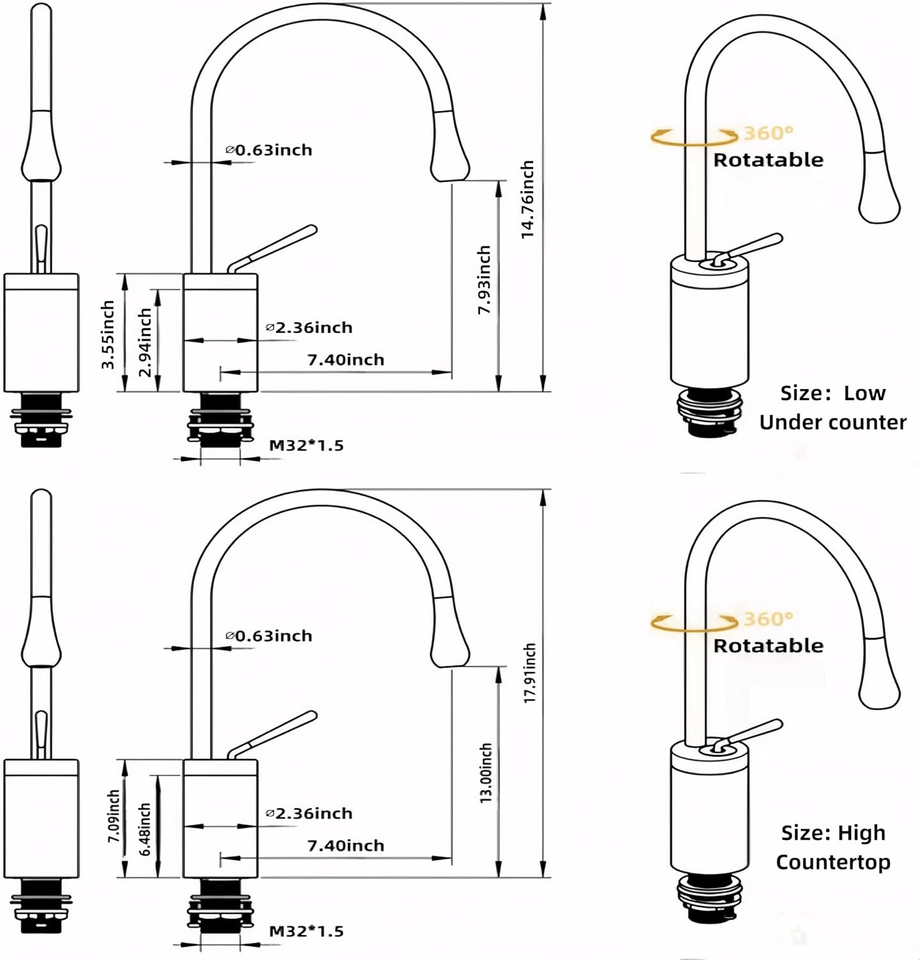 Bathroom Vessel Sink Water Faucets, Luxury & Modern Fancy Tall Single ...