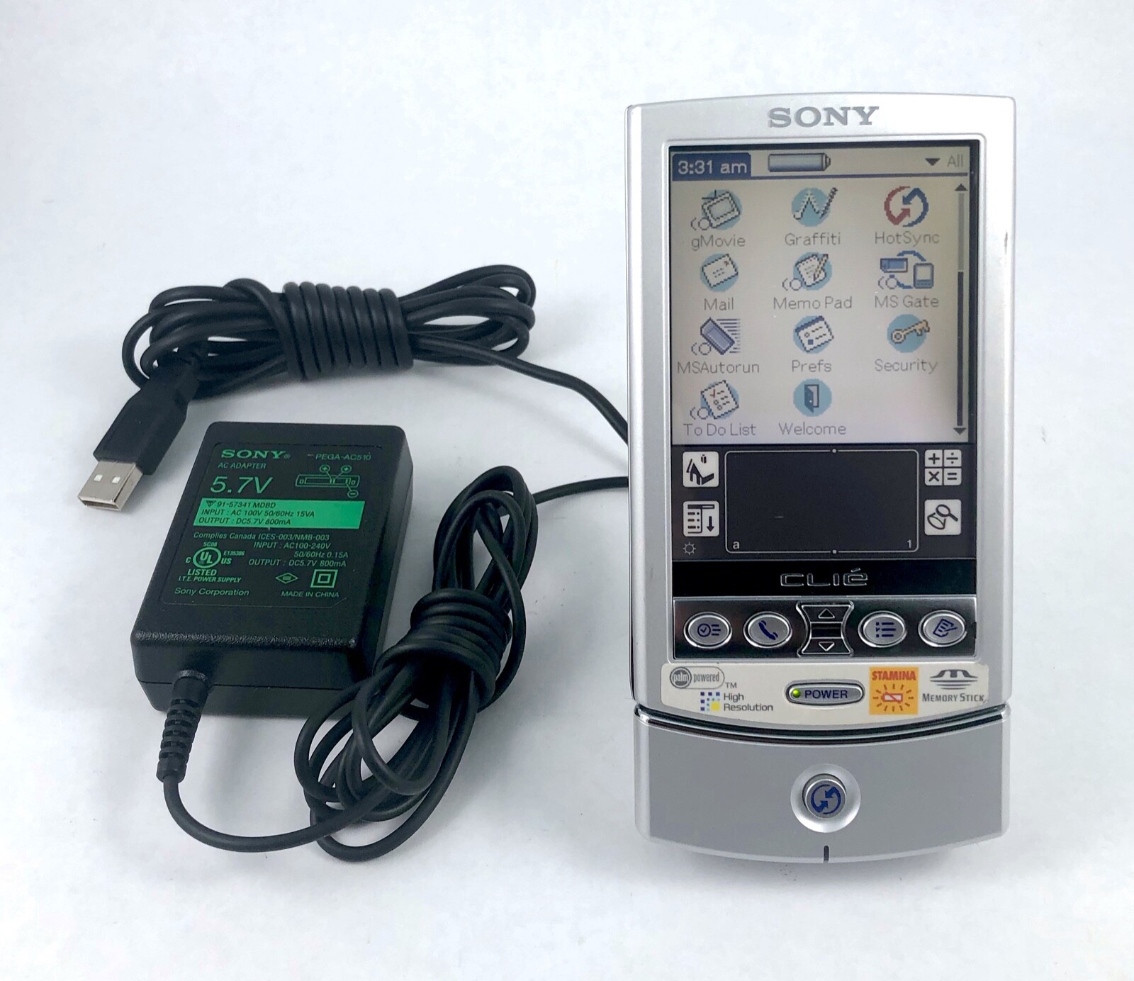 Sony CLIÉ Handheld PEG-N610C Palm Organizer PDA, Power Adapter, USB ...