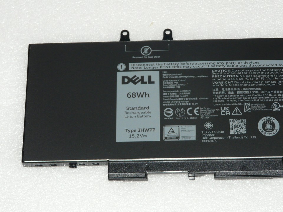 NEW GENUINE DELL PRECISION 3541 3550 3551 BATTERY 68WH 3HWPP 1VY7F ...