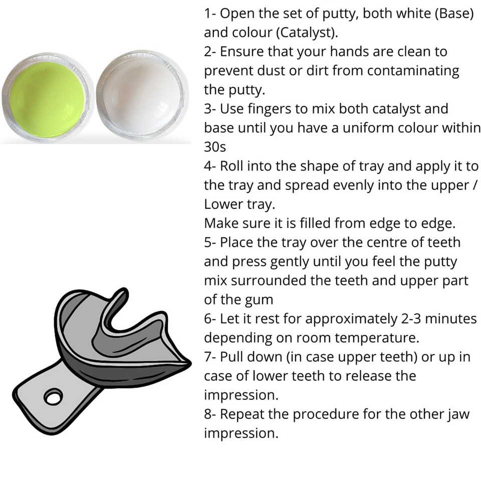 Dental Impression Putty Teeth Mold Kit Large Upper & Lower Impressions ...