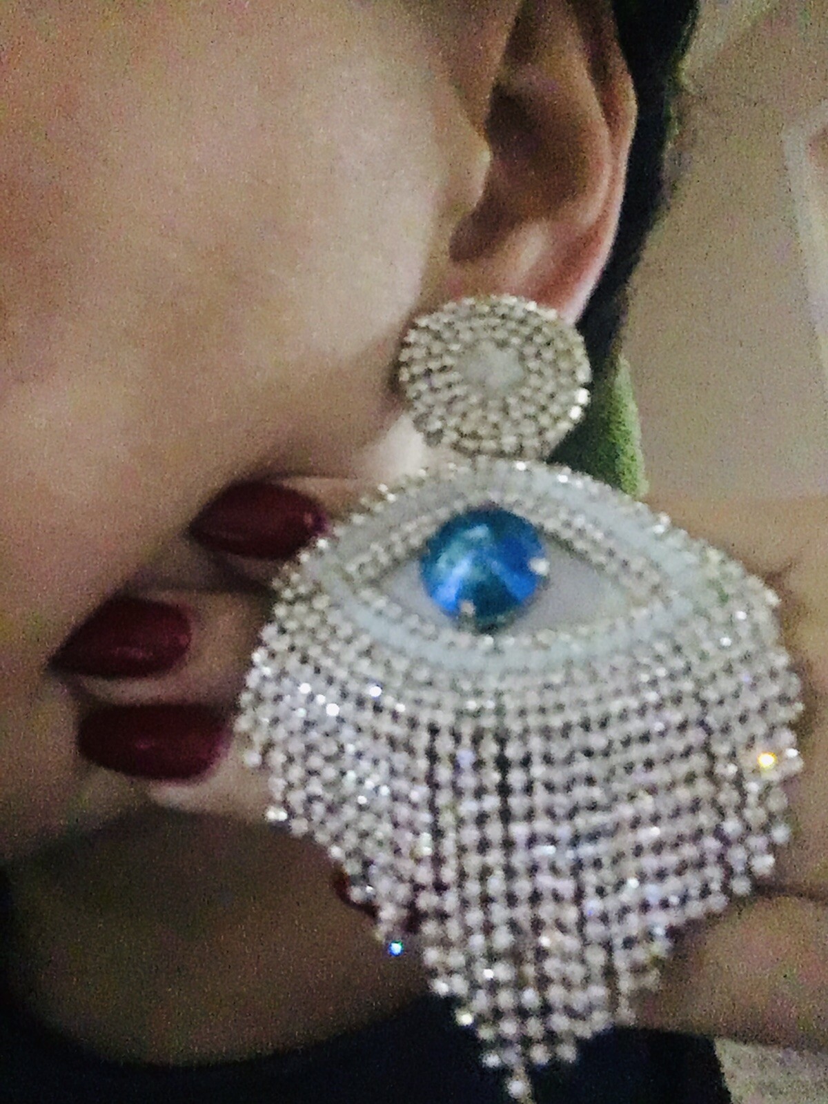 Sale!Handmade Exclusive Evil Eye Blue Rhinestone Asymmetrical ...